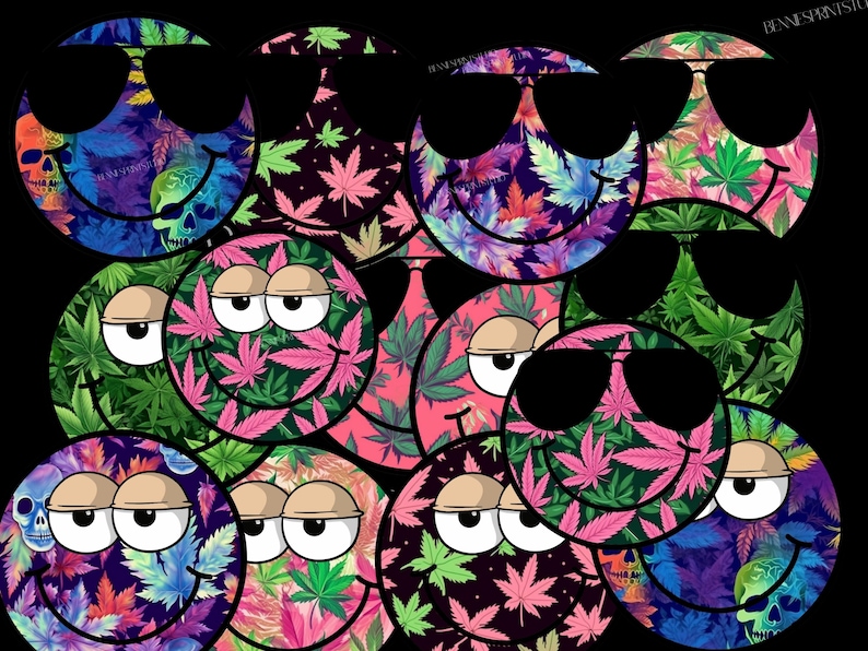 14 Smiley Face Cannabis Clip Art/weed Clipart/toker - Etsy