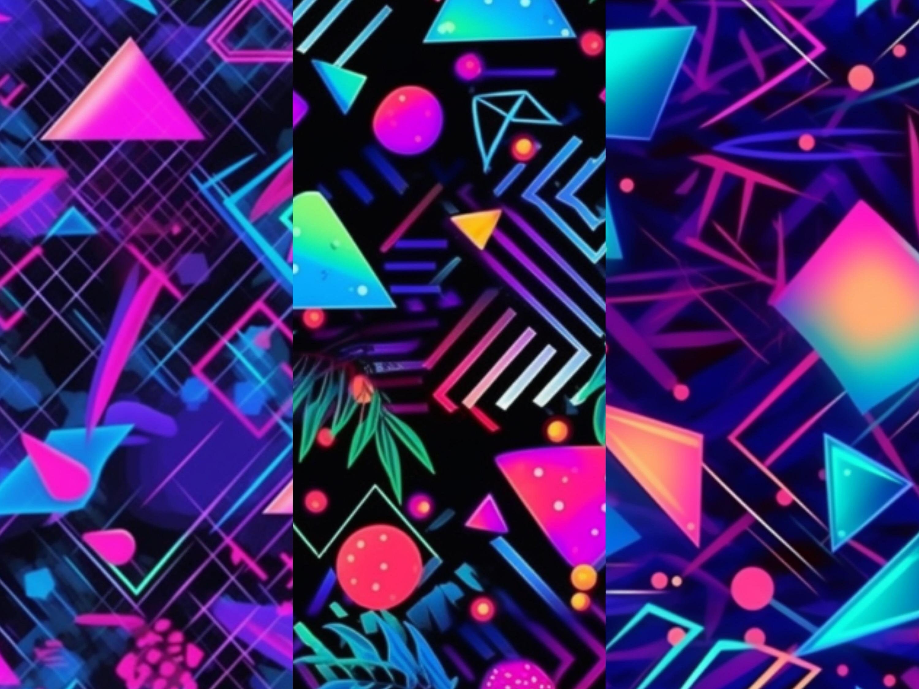 10 80s Neon Digital Papers Patterns/instant Downloadable Illustrations ...