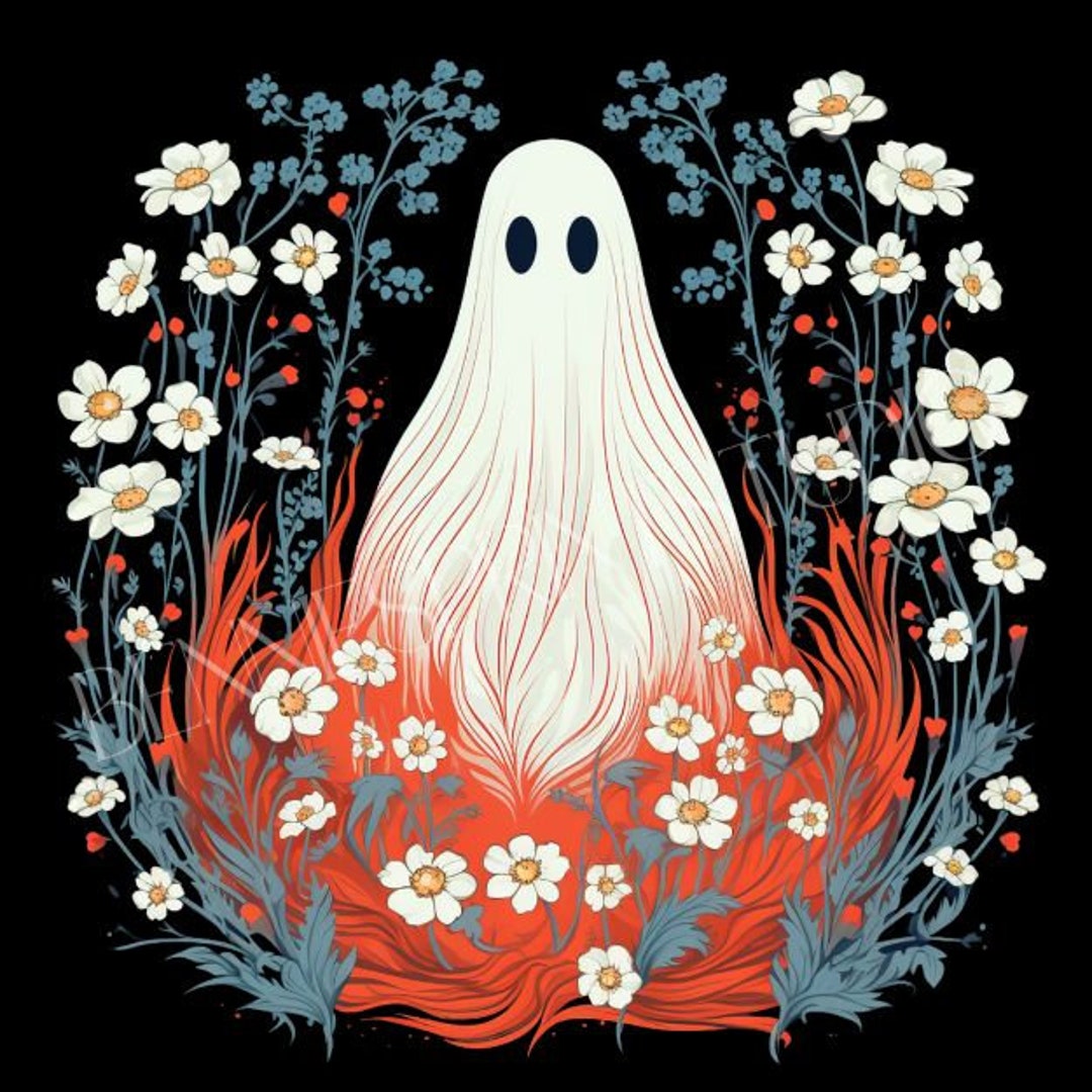 Bohemian Wildflowers Ghost Halloween PNG Clip Art/boho Ghost ...