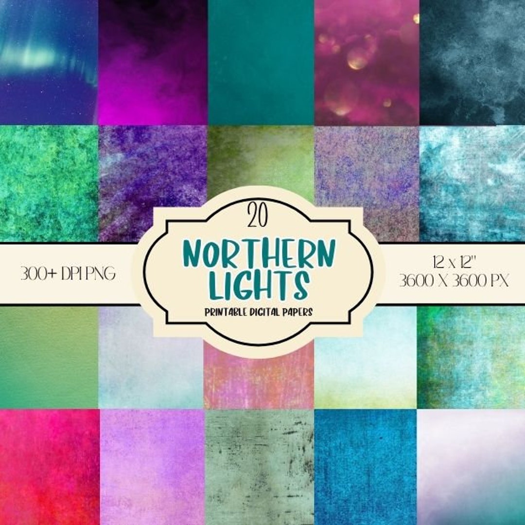 20 Northern Lights Colors Digital Paper Set /junk Journal Scrap Book ...