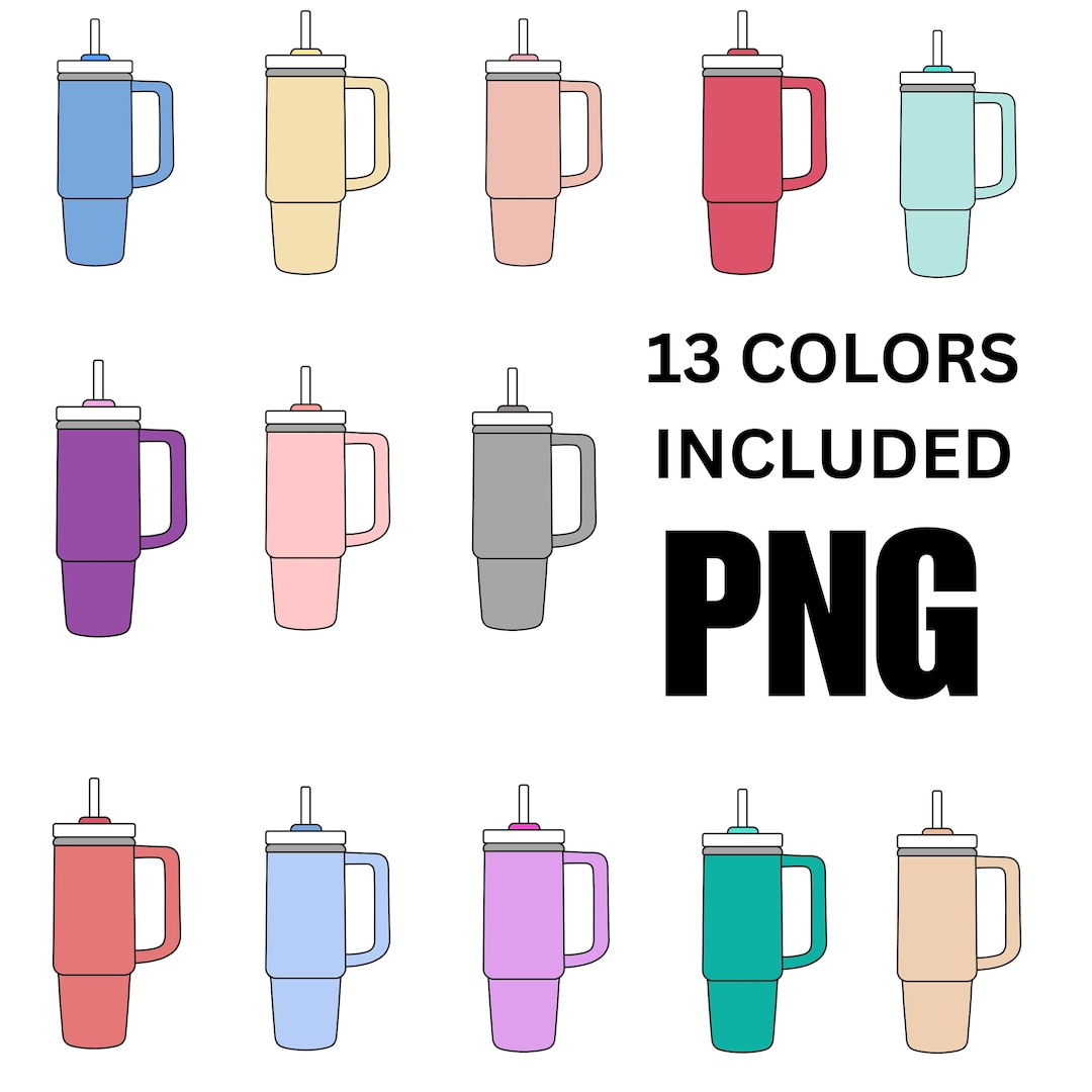 13 Stanley Inspired Tumbler Cup Shape PNG, Quencher Mug Clip Art File ...