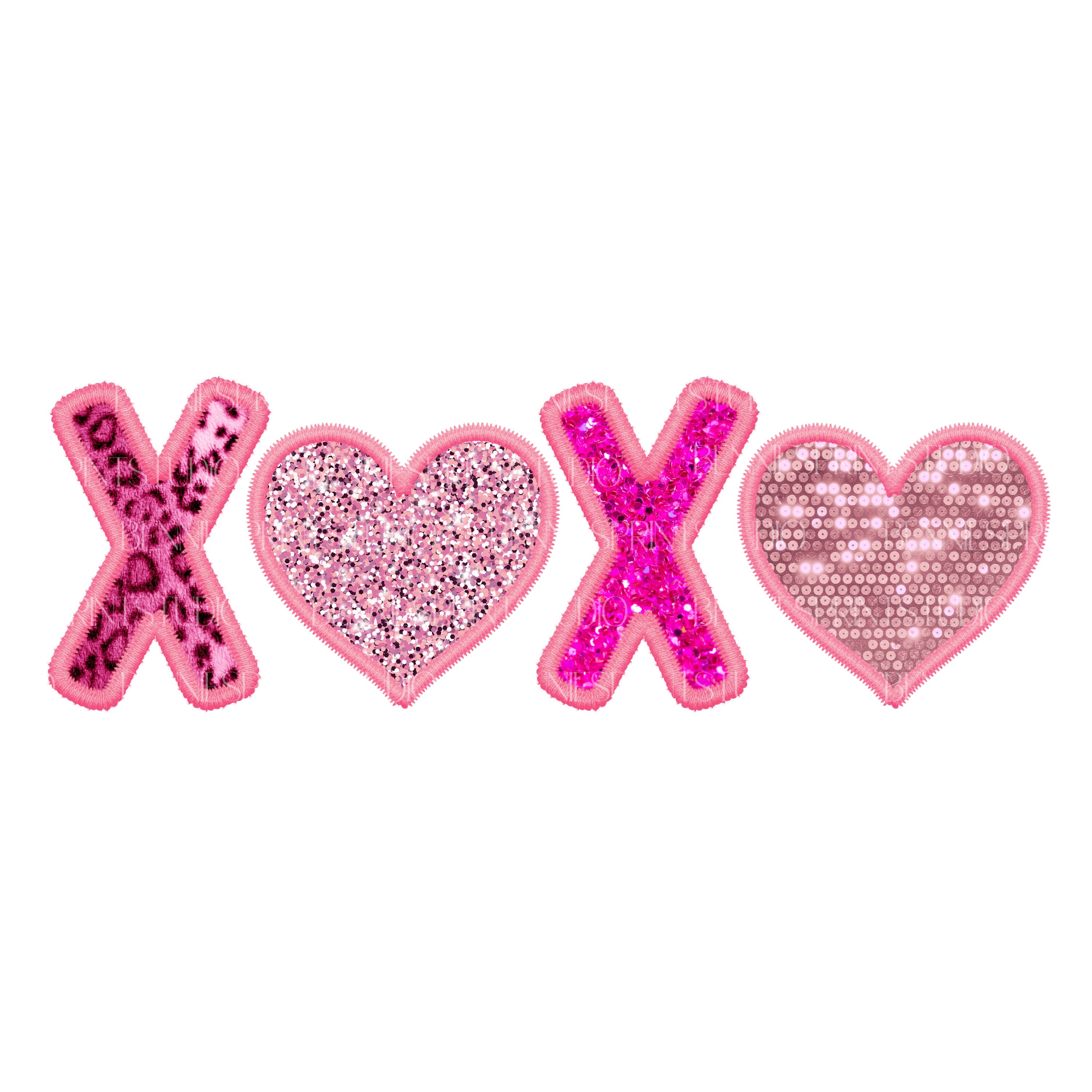 Pink Xoxo PNG, Faux Embroidery XOXO PNG, Faux Sequin Valentine ...