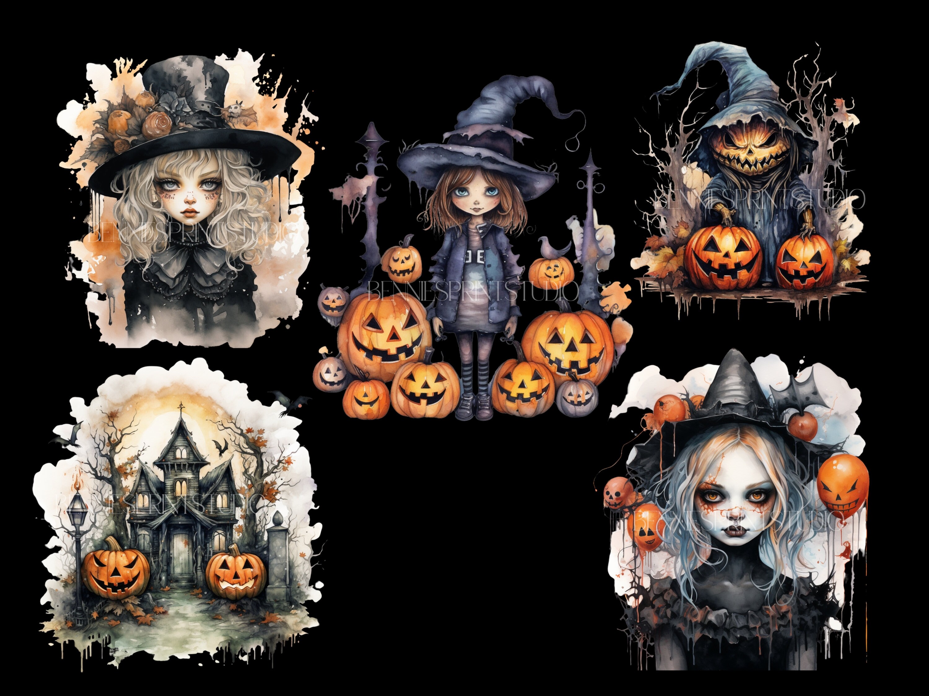 20 Watercolor Bumper Halloween Digital Clip Art - Etsy