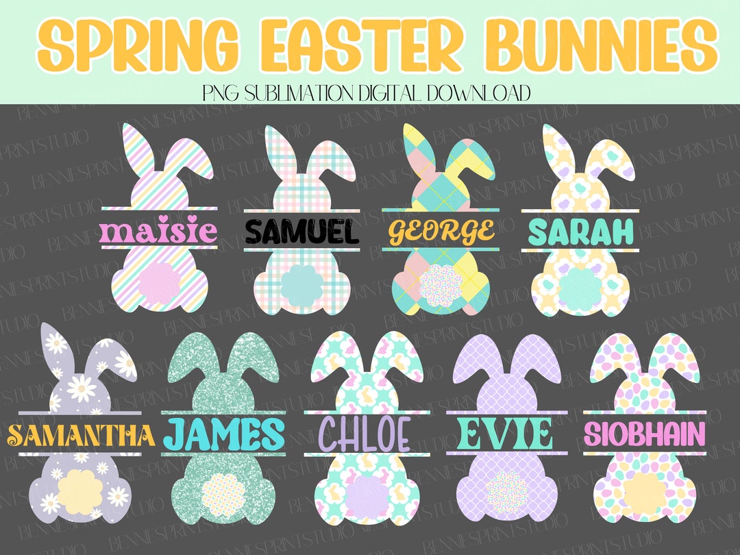 Pastel Bunny Name Frame PNG, Sublimation Design, Easter Bunny PNG ...