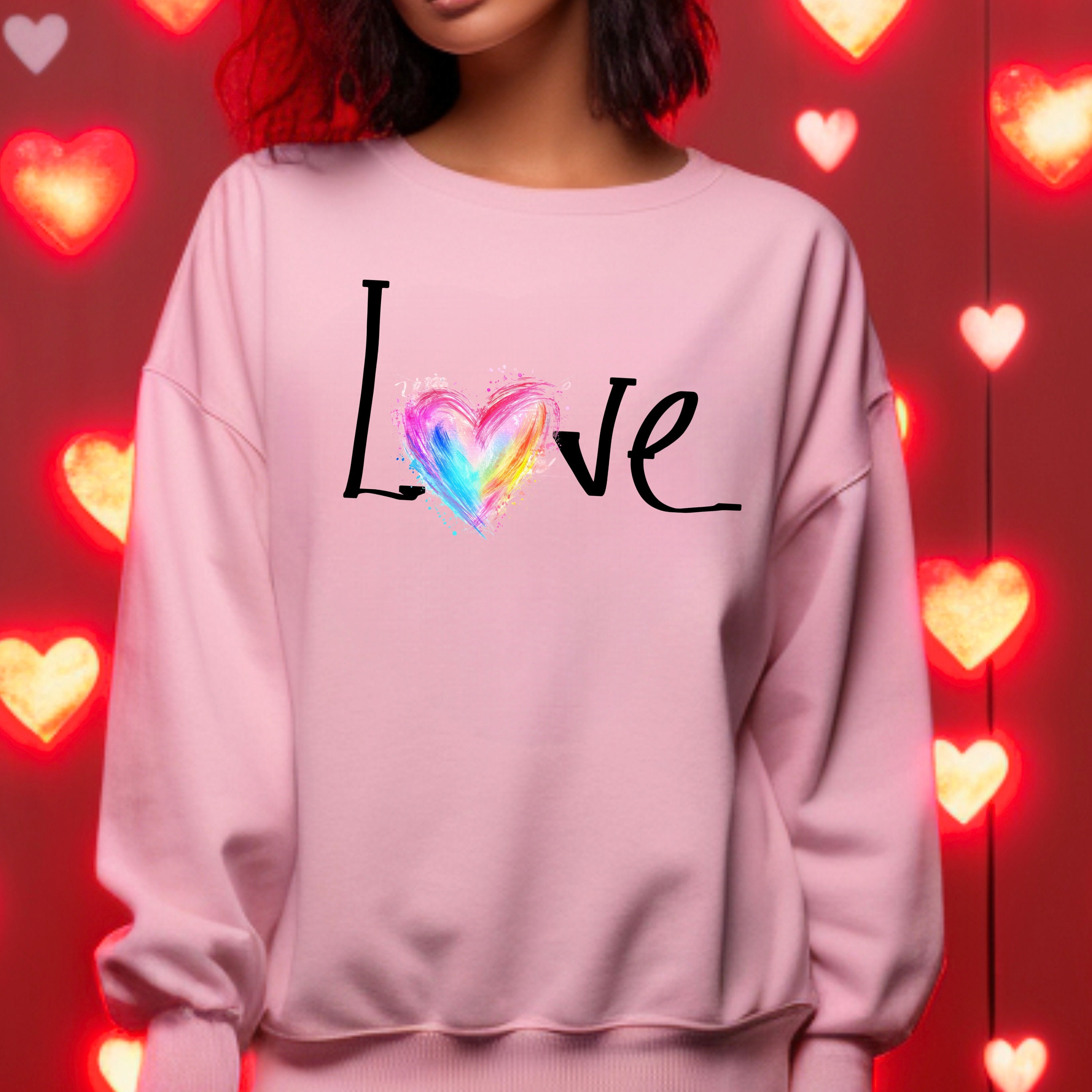 Valentines Day PNG Sublimation, Love Heart Printable, Colorful Rainbow ...