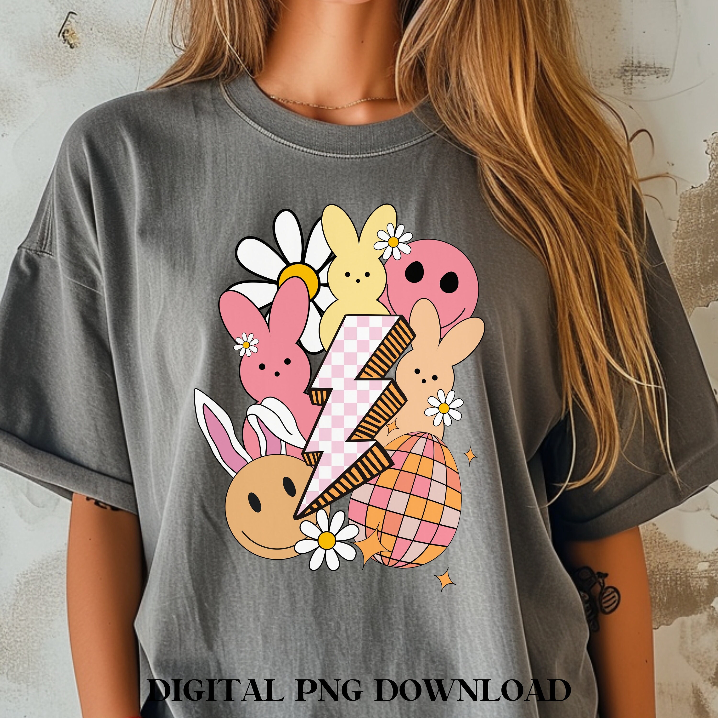 Retro Groovy Easter Bunny PNG, Retro Easter PNG, Easter Rabbit ...