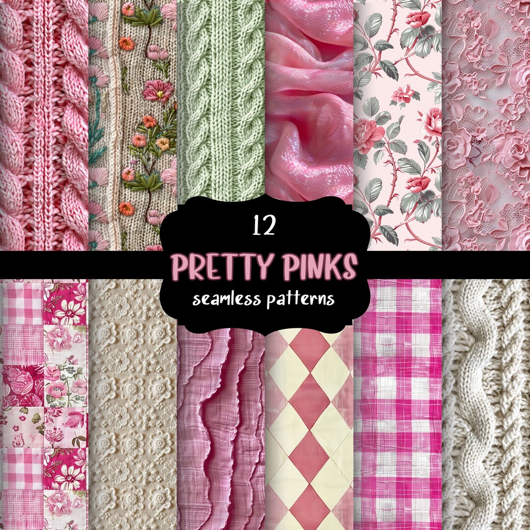 12 Pinks Seamless Pattern. Digital Craft Paper Bundle. Free Commercial ...