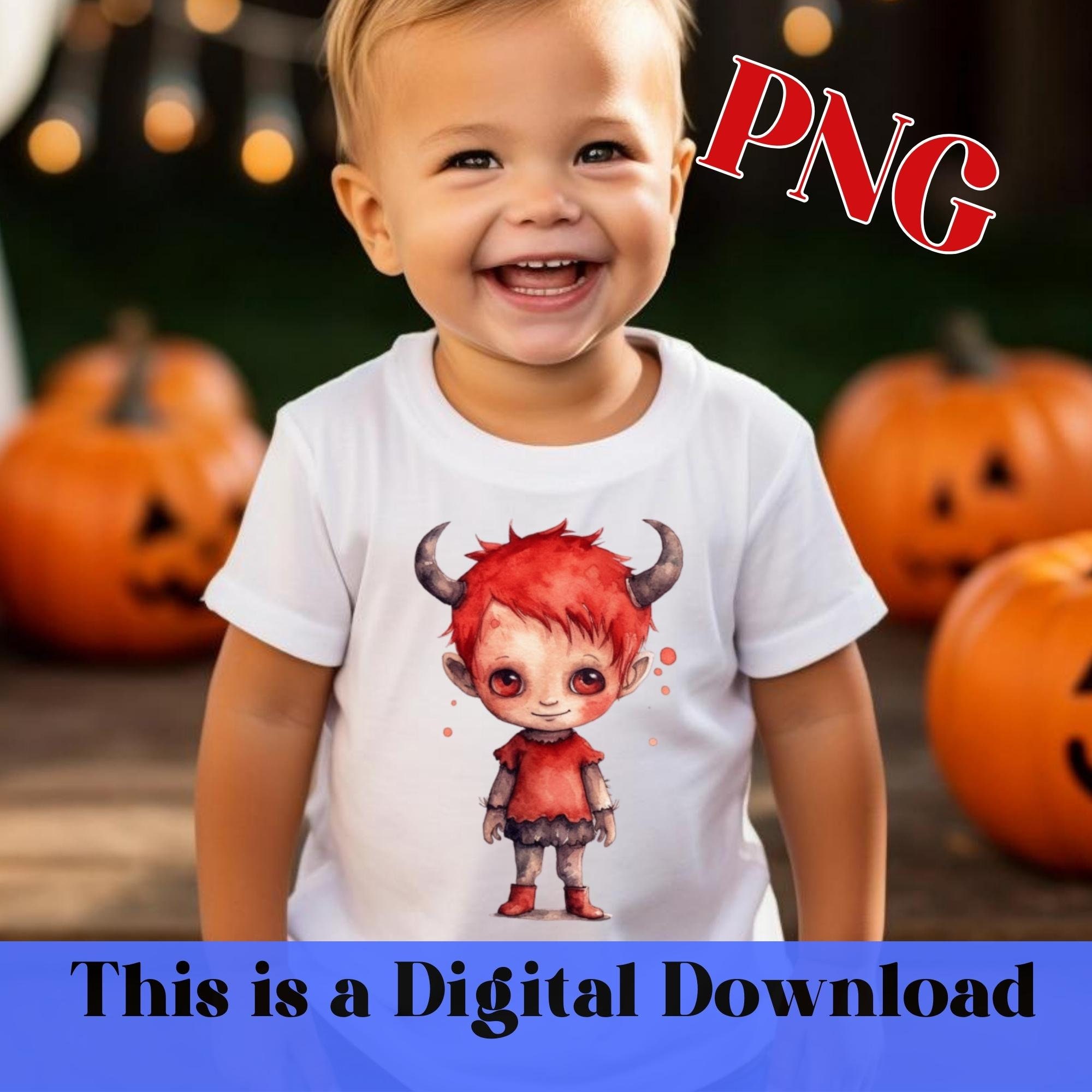 9 Little Imps Watercolor PNG Clip Art, Halloween PNG, Devil Sublimation ...