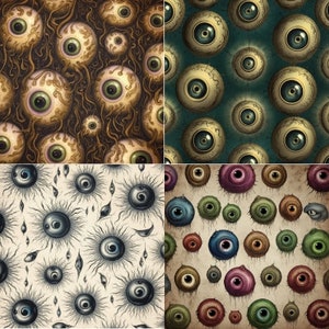 26 Eyeball Macabre Vintage Digital Papers, Witchy Digital Download ...