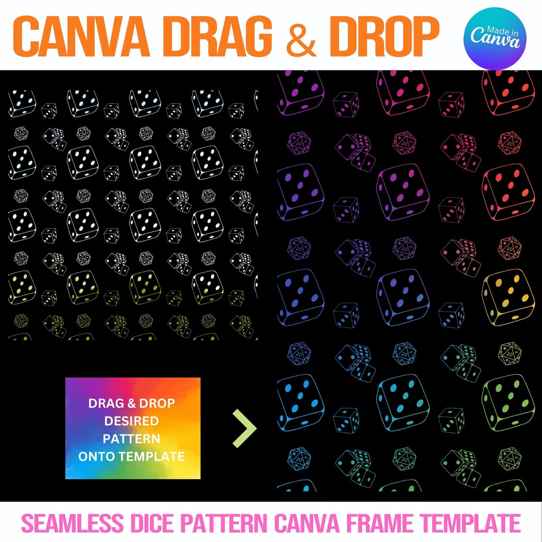 Transparent Seamless Dice Canva Template, Sublimation, Drag and Drop ...
