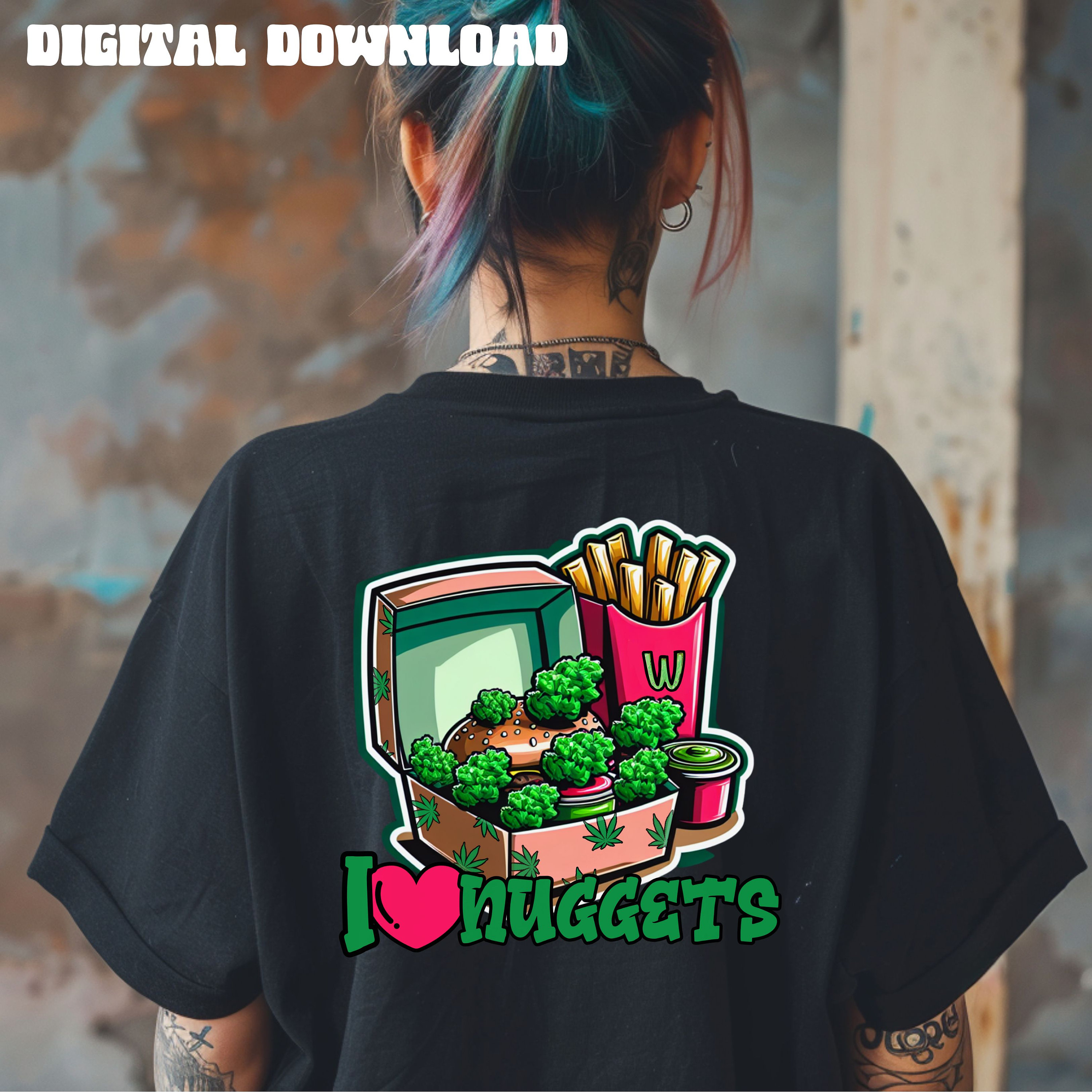 I Love Nuggets Cannabis Fast Food Clip Art/weed Stoner Print/toker ...