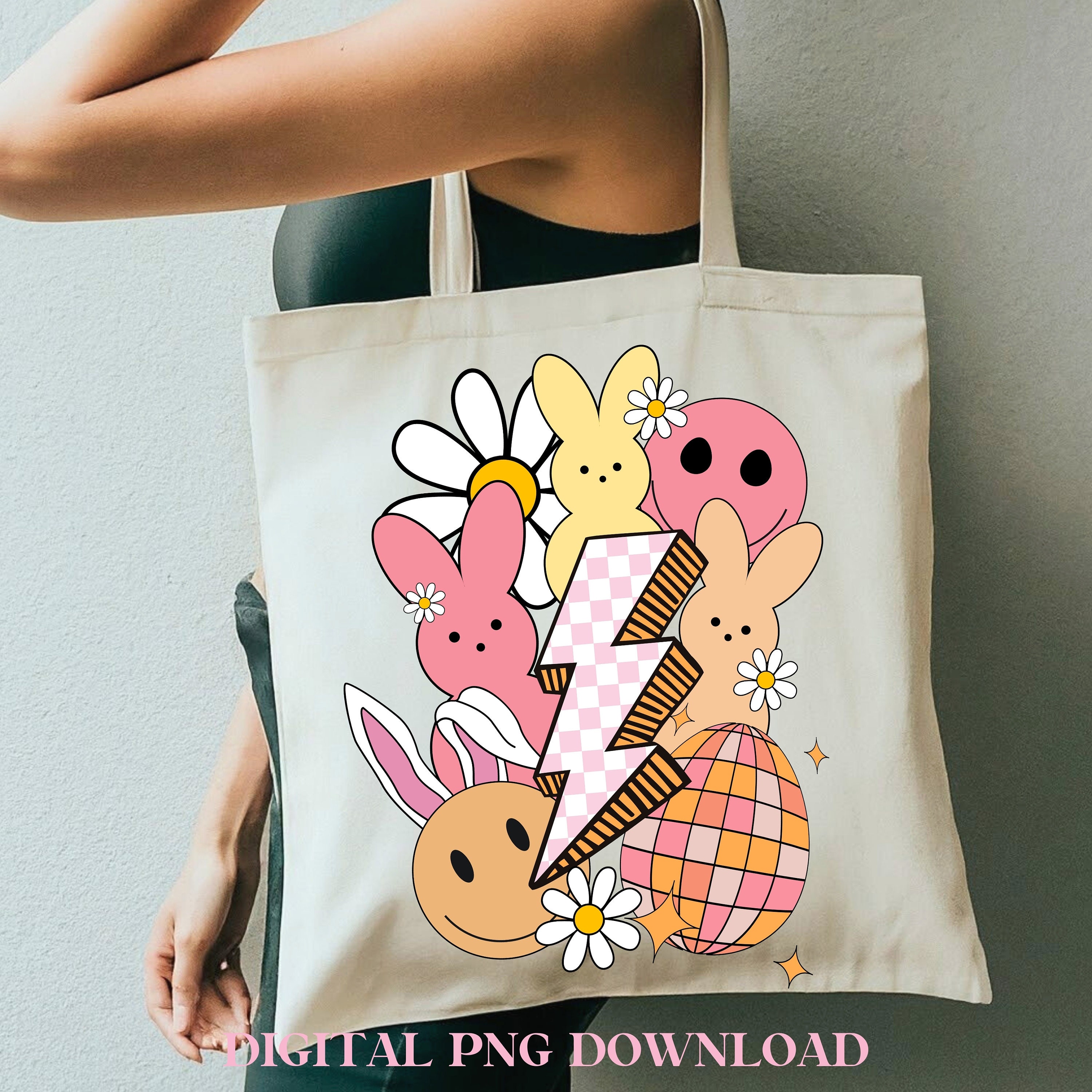 Retro Groovy Easter Bunny PNG, Retro Easter PNG, Easter Rabbit ...
