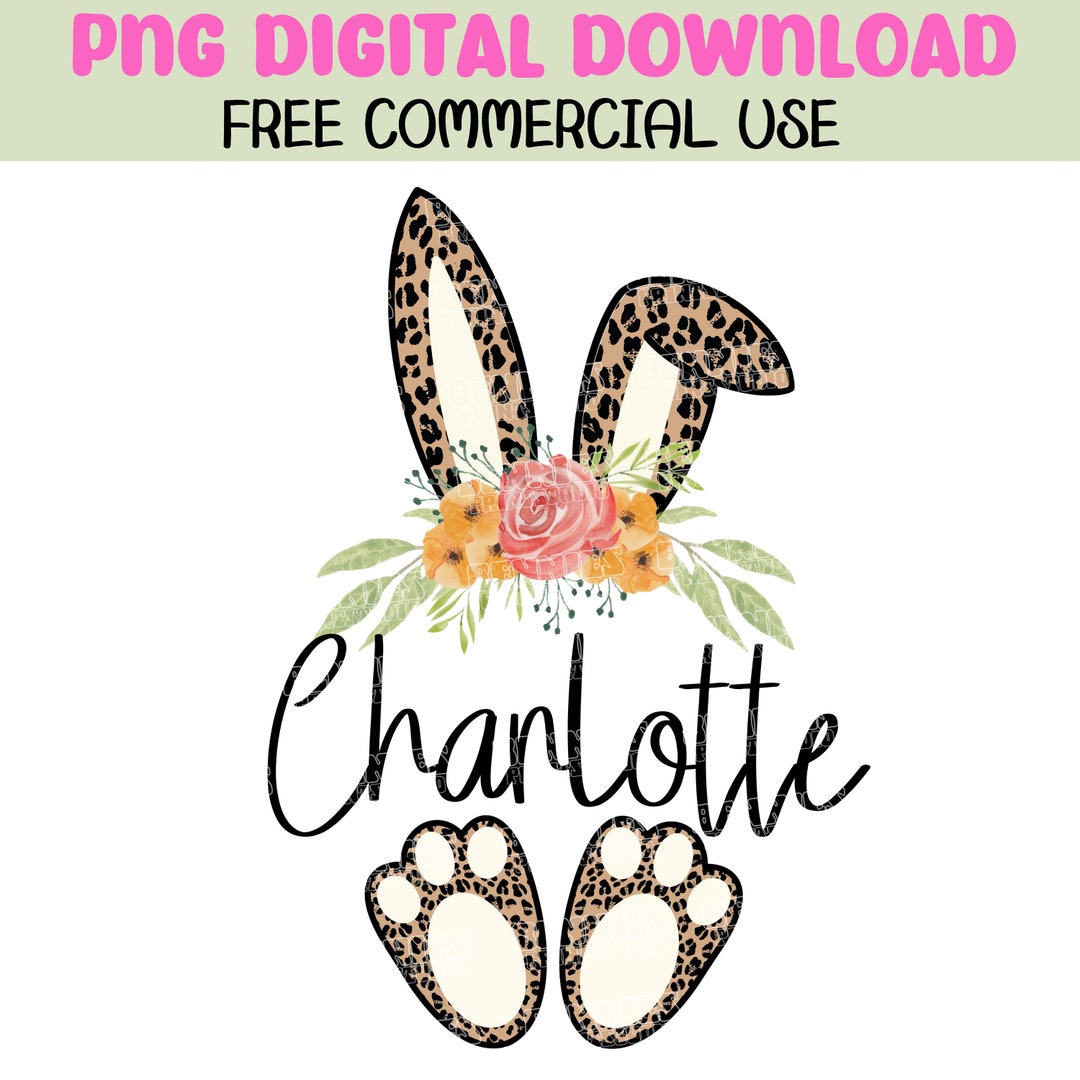 Animal Print Name Frame PNG, Sublimation Design, Easter Bunny PNG ...