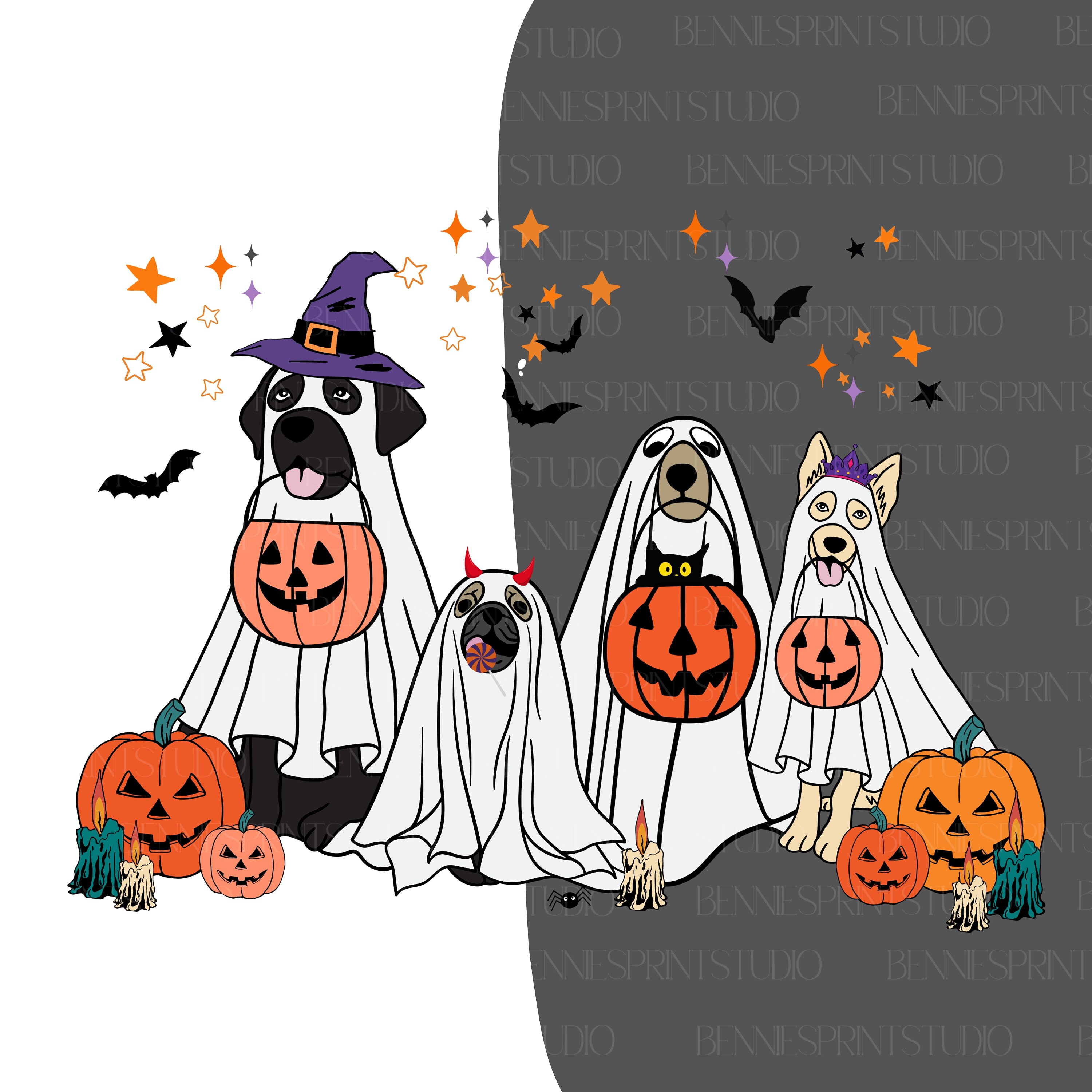 Ghost Dog Halloween PNG Clip Art Sublimation/cute Dog Digital Download ...
