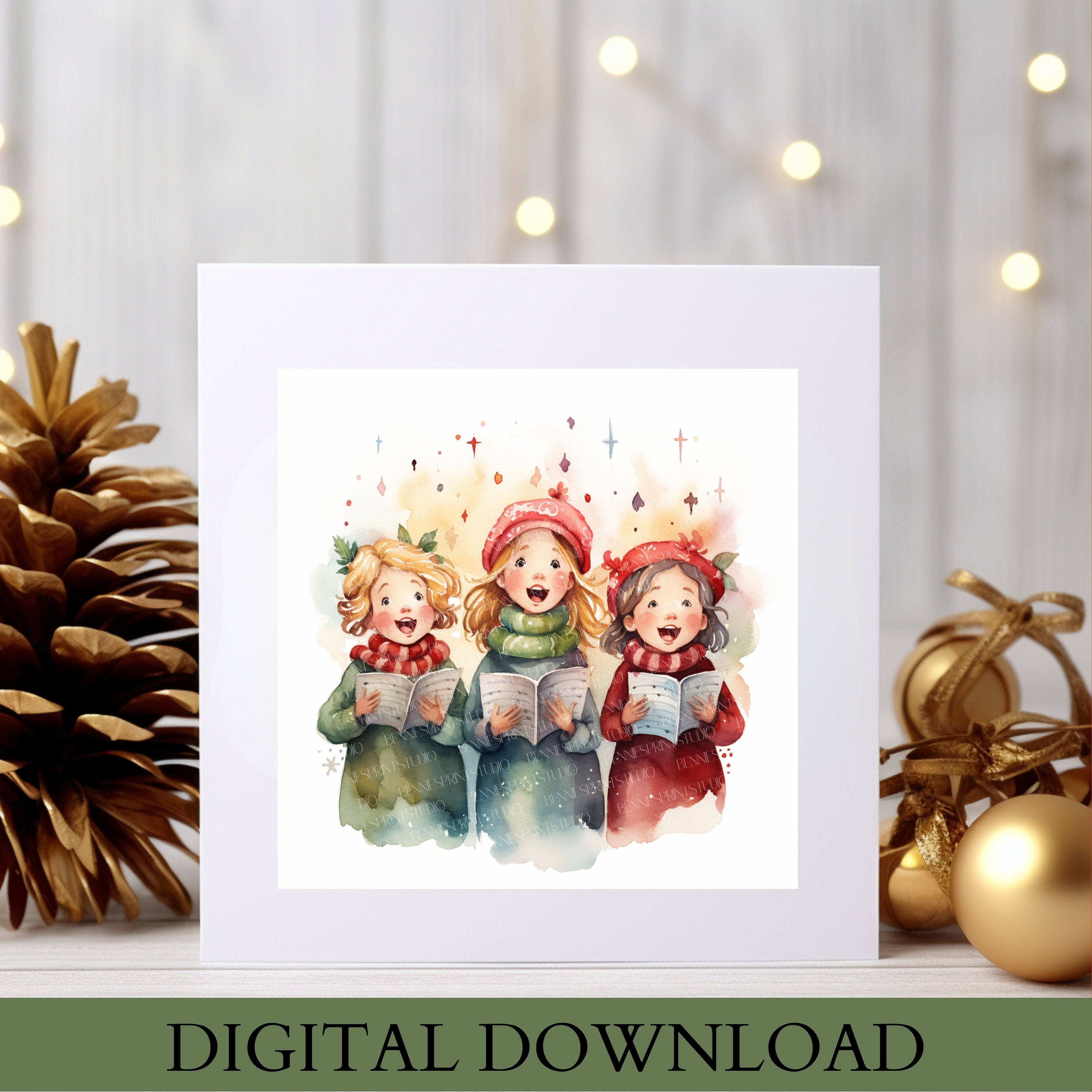 6 Watercolor Festive Carol Choir Singers Digital Papers - Etsy