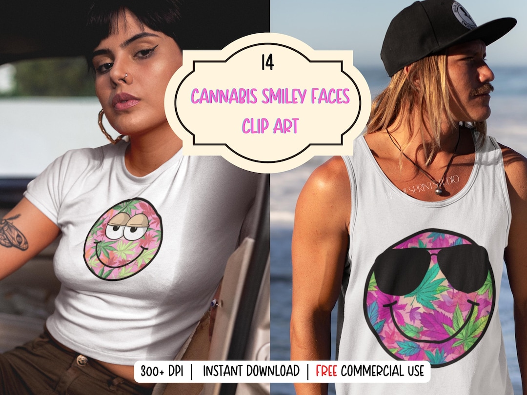 14 Smiley Face Cannabis Clip Art/weed Clipart/toker - Etsy