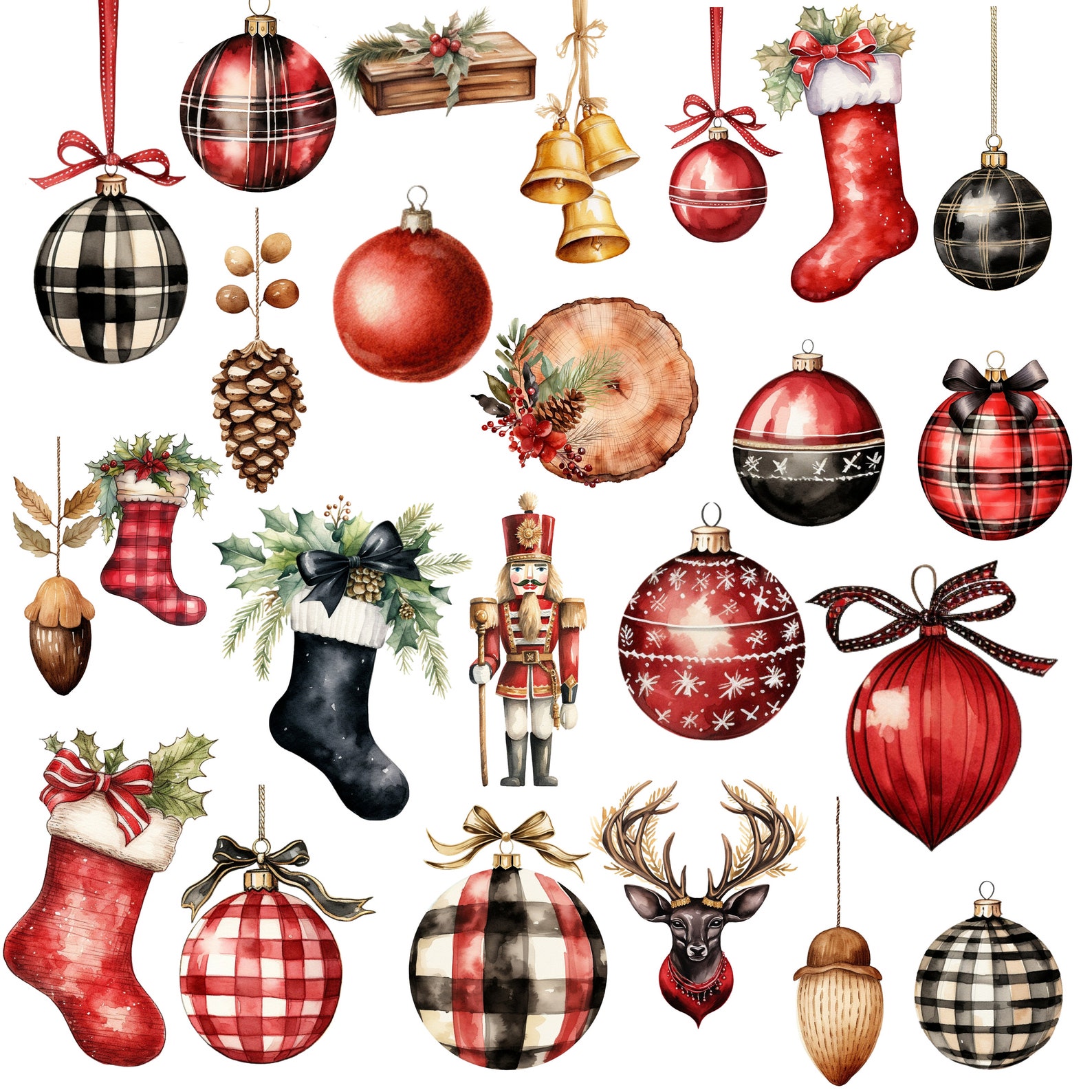 Cozy Plaid Christmas Digital Download Clipart PNG Bundle, Winter ...