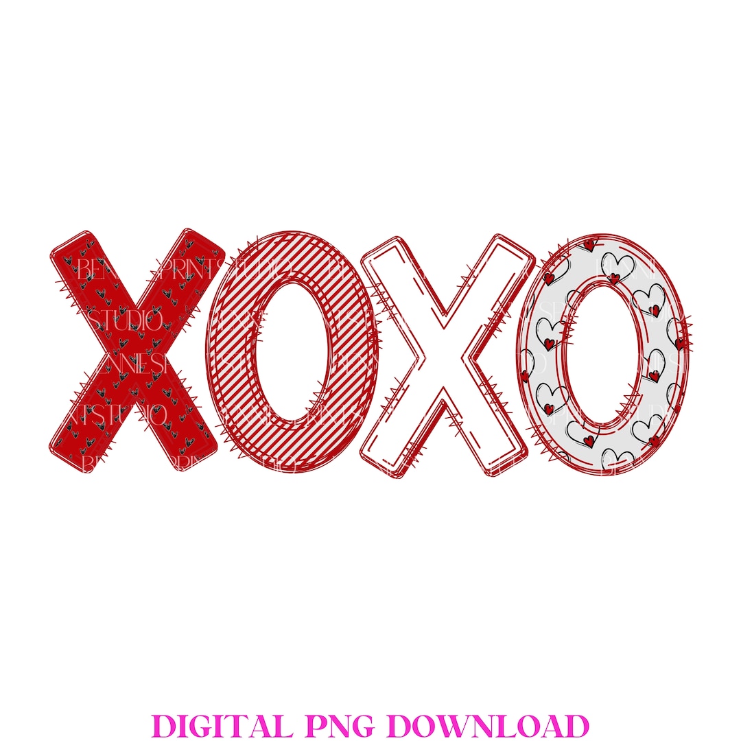 Doodle Hearts Xoxo PNG, Doodle Letters XOXO PNG, Valentine Sublimation ...