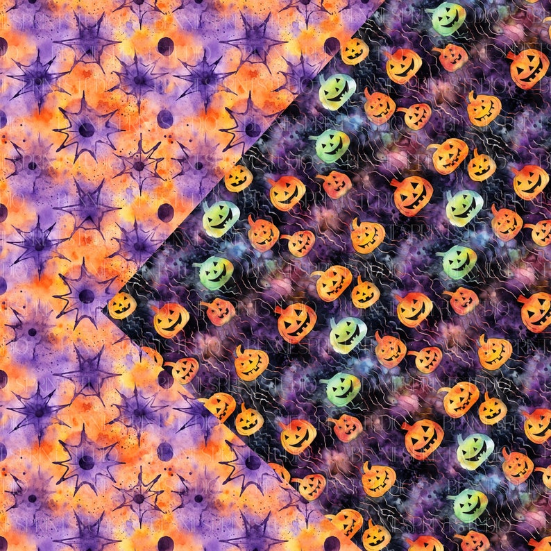 8 Tie Dye Halloween Seamless Digital Papers Patterns/journal/scrap Book ...