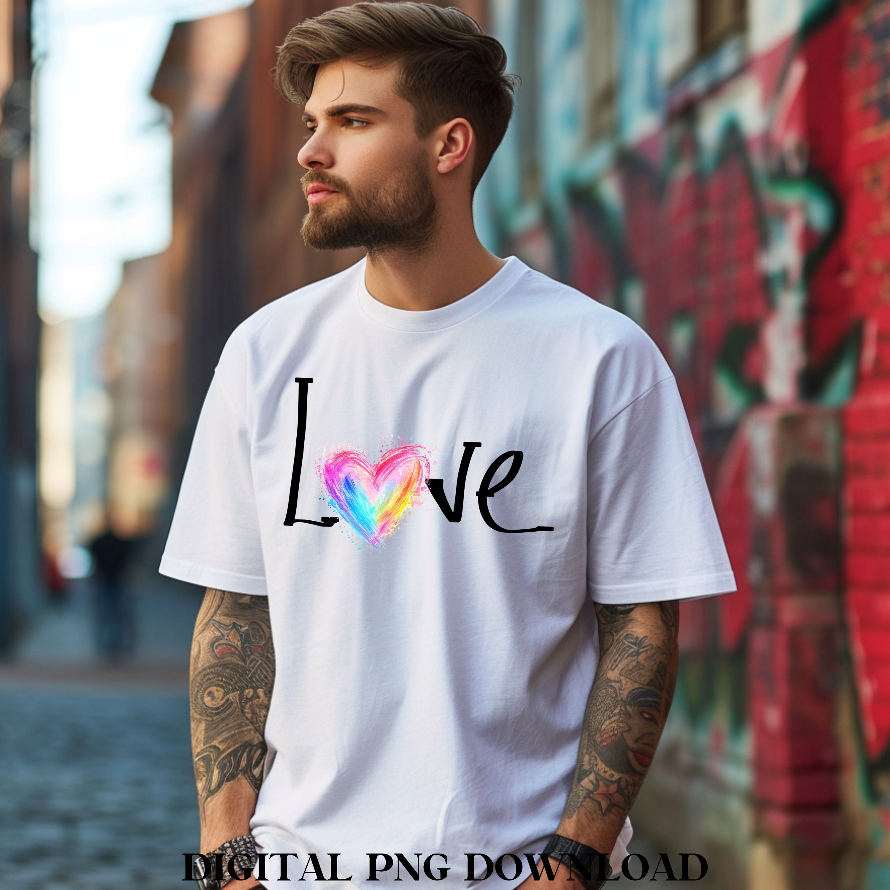 Valentines Day PNG Sublimation, Love Heart Printable, Colorful Rainbow ...