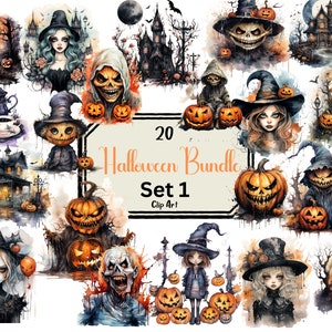 20 Watercolor Bumper Halloween Digital Clip Art PNG Images/journal ...