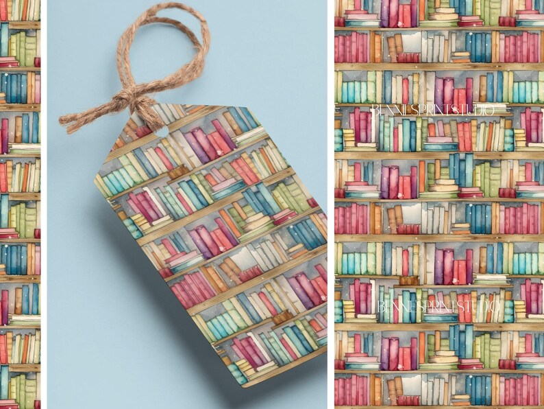 18 Watercolor Library Books Clip Art PNG & Seamless Digital Papers ...