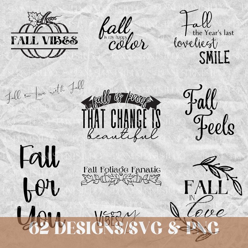 62 Fall Slogan SVG & PNG Set, Pumpkin Sublimation, Thanksgiving PNG ...