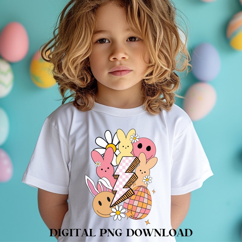 Retro Groovy Easter Bunny PNG, Retro Easter PNG, Easter Rabbit ...