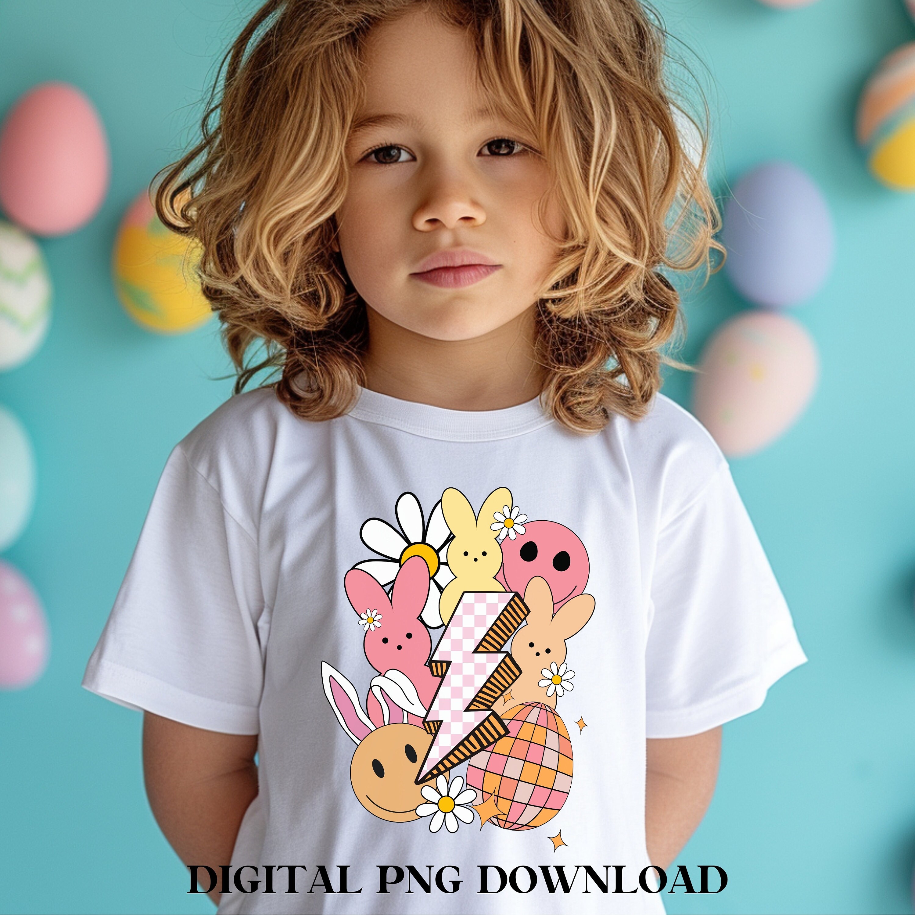 Retro Groovy Easter Bunny PNG, Retro Easter PNG, Easter Rabbit ...