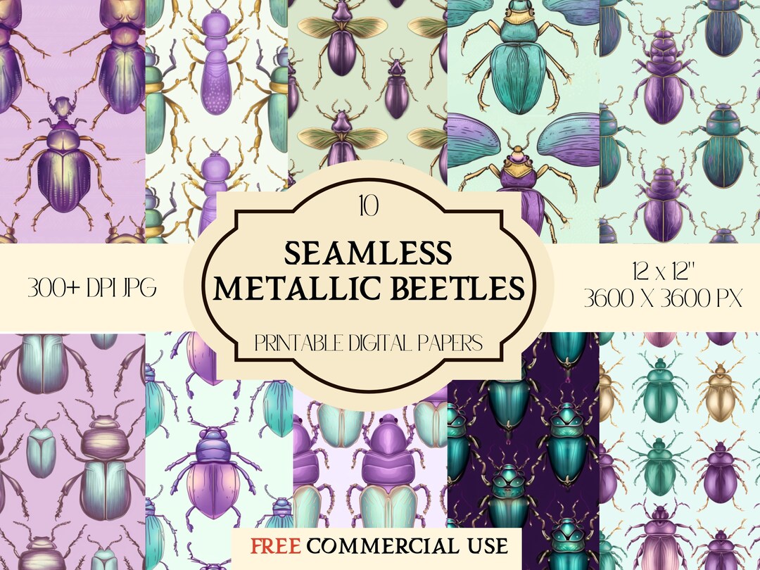 Metallic Beetle Digital Paper, Green Purple Seamless (digital Download ...