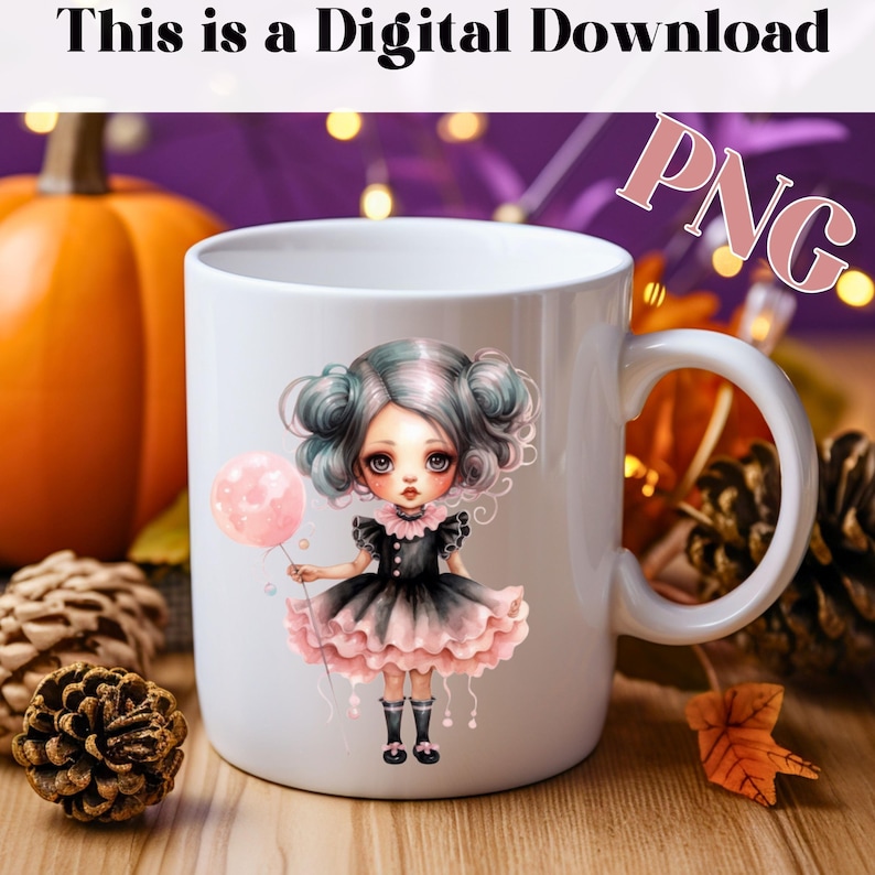 13 Watercolor Pastel Goth Chibi Kids PNG Clipart Set - Etsy