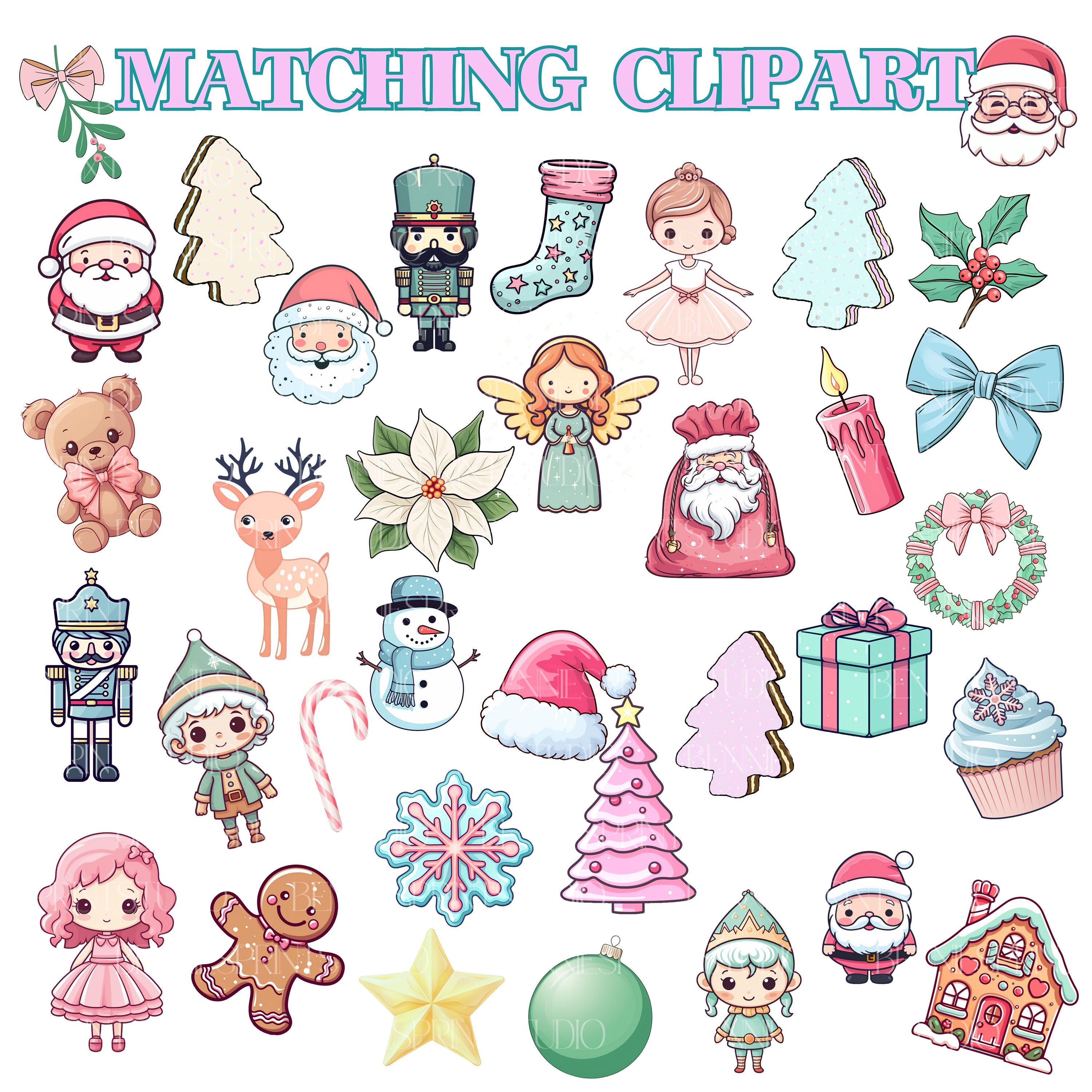 Pastel Christmas Alphabet Png/numbers & Clip Art Set/uppercase ...