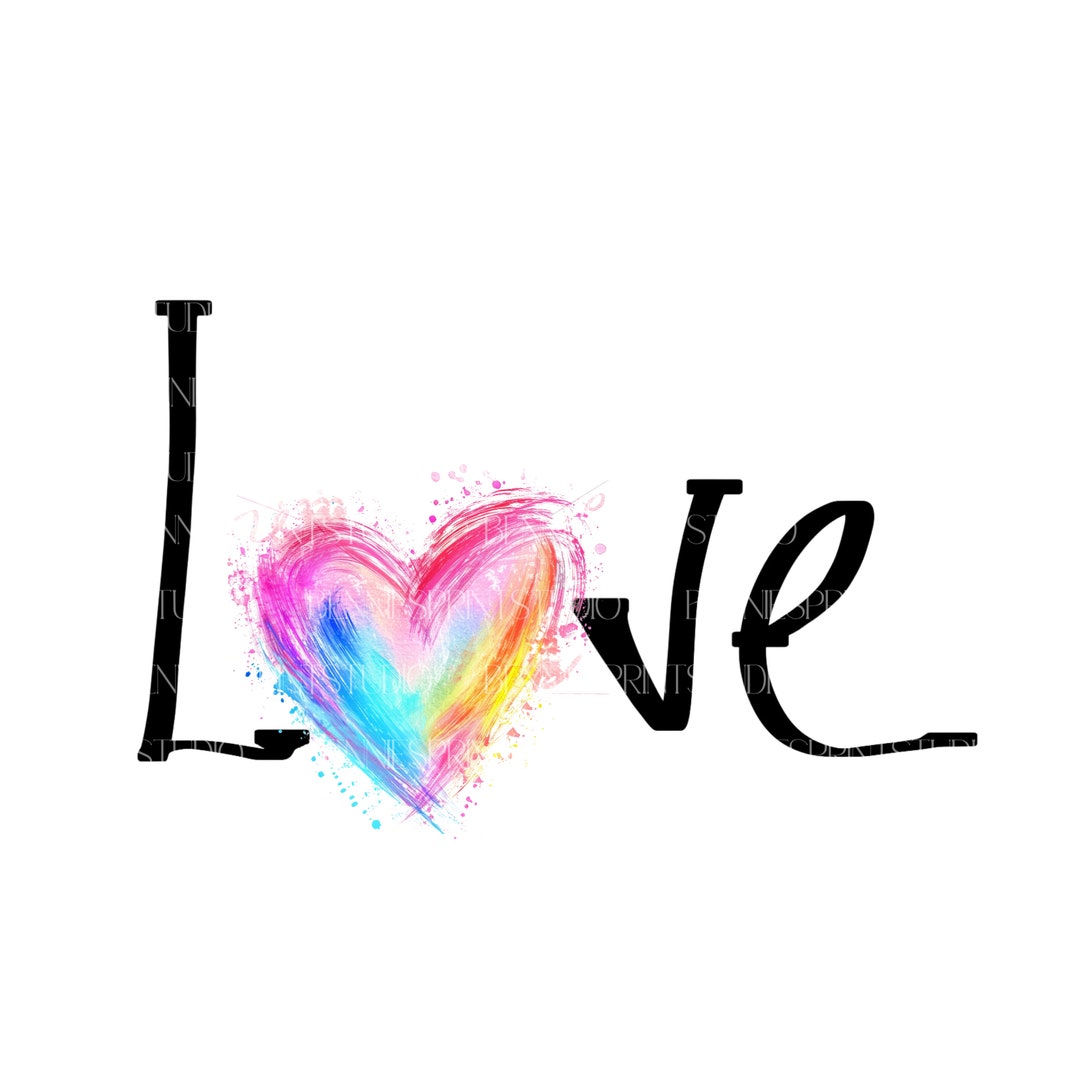 Valentines Day PNG Sublimation, Love Heart Printable, Colorful Rainbow ...