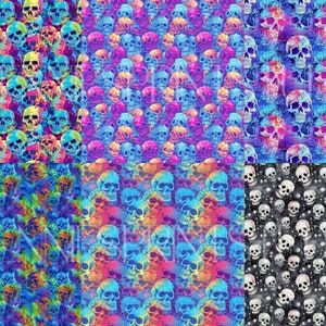 16 Tie Dye Neon Skulls Seamless Digital Patterns/colorful Digital ...