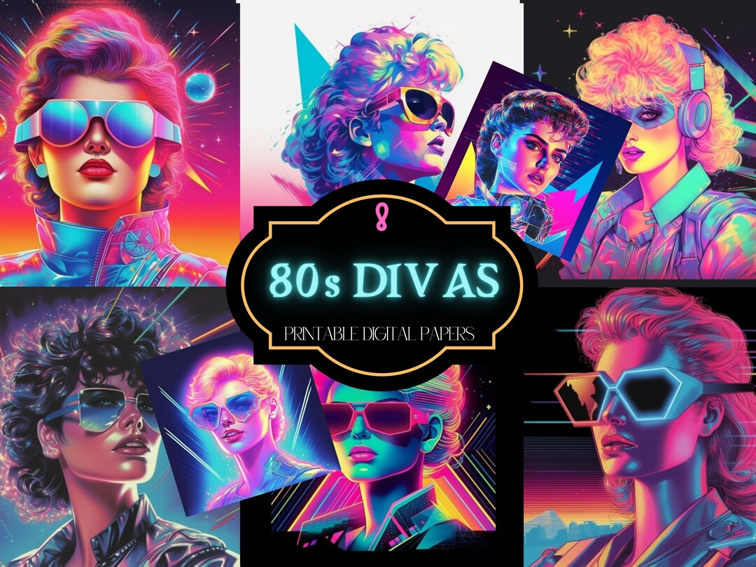 8 80s Fantastic Neon Digital Papers Patterns/instant Downloadable ...