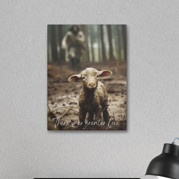 Jesus Chasing Lamb - Etsy