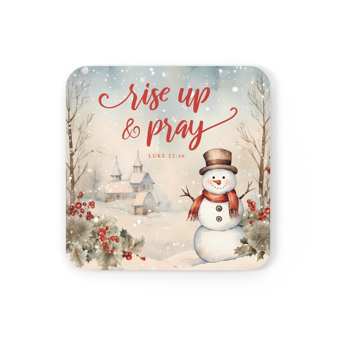 Old Fashioned Snowman Rise up and Pray Coaster Set, Coasters Set of 4 ...