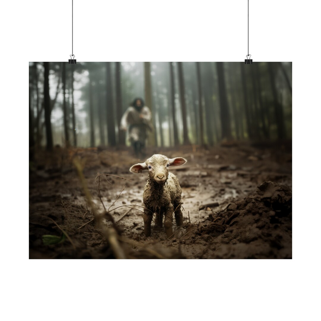 Jesus and Lamb Poster No Words Horizontal, Jesus and Lamb Scripture ...