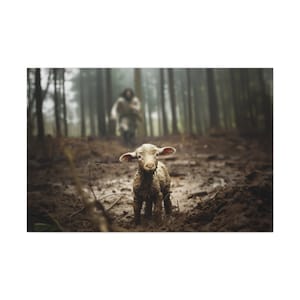 Jesus and Lamb Horizontal No Words, Faith Canvas Prints, Jesus Canvas ...