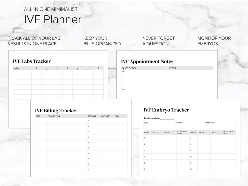 IVF Planner Minimalist Printables Bundle: Keep Your IVF Journey on ...