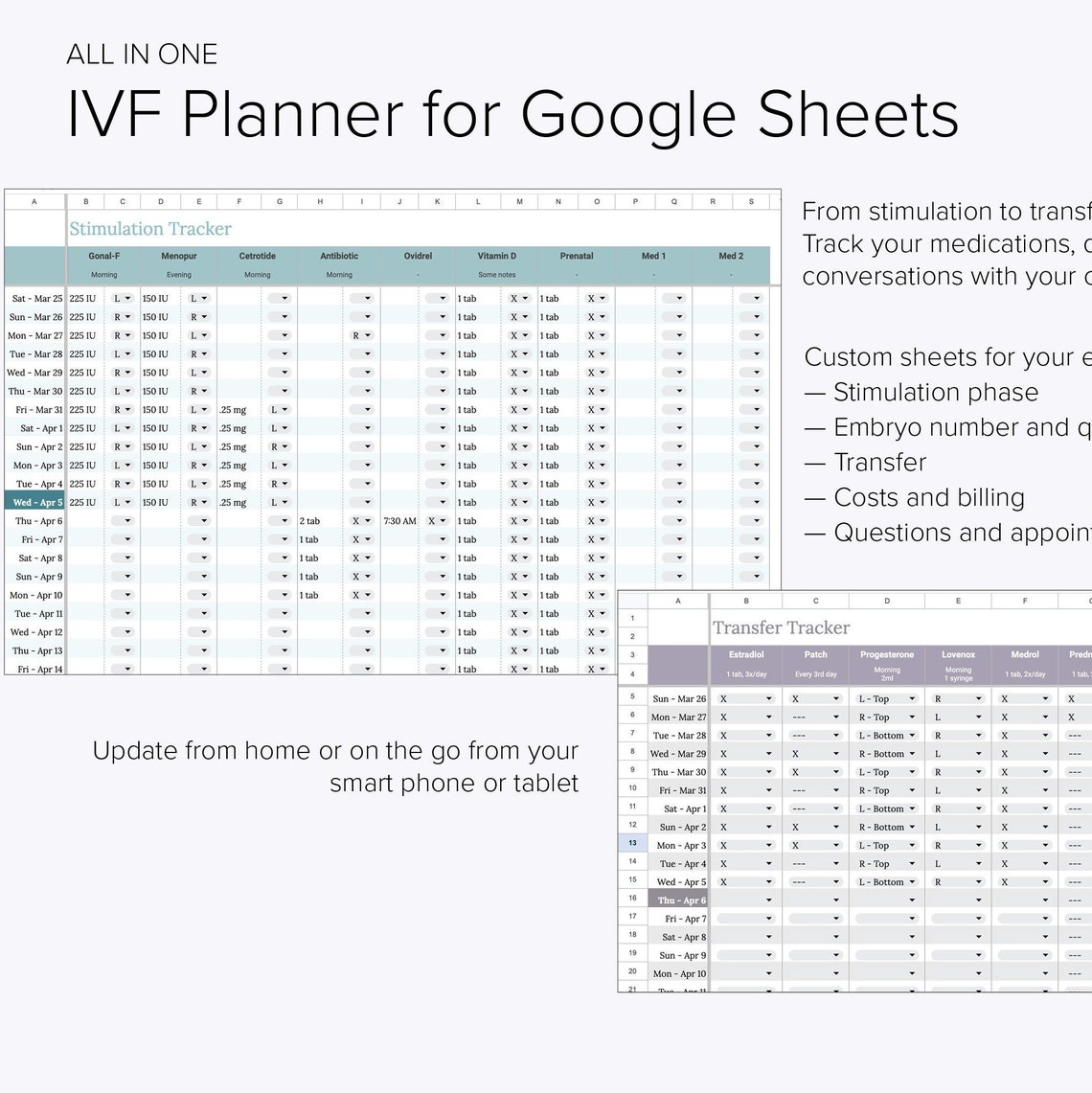Digital IVF Tracker for Google Sheets - Keep Your Fertility Journey on ...