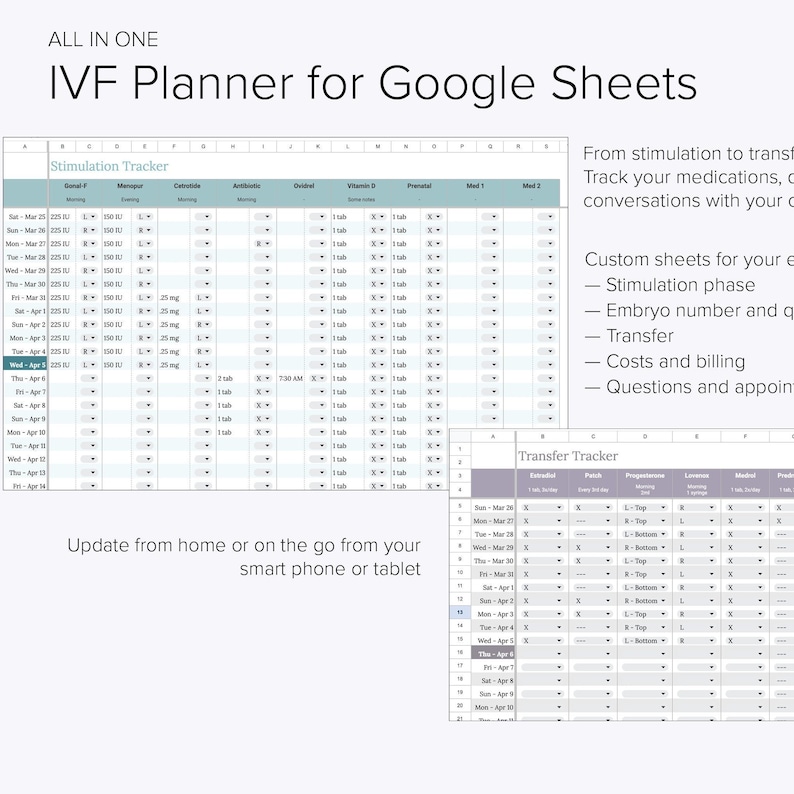 Digital IVF Tracker for Google Sheets - Keep Your Fertility Journey on ...