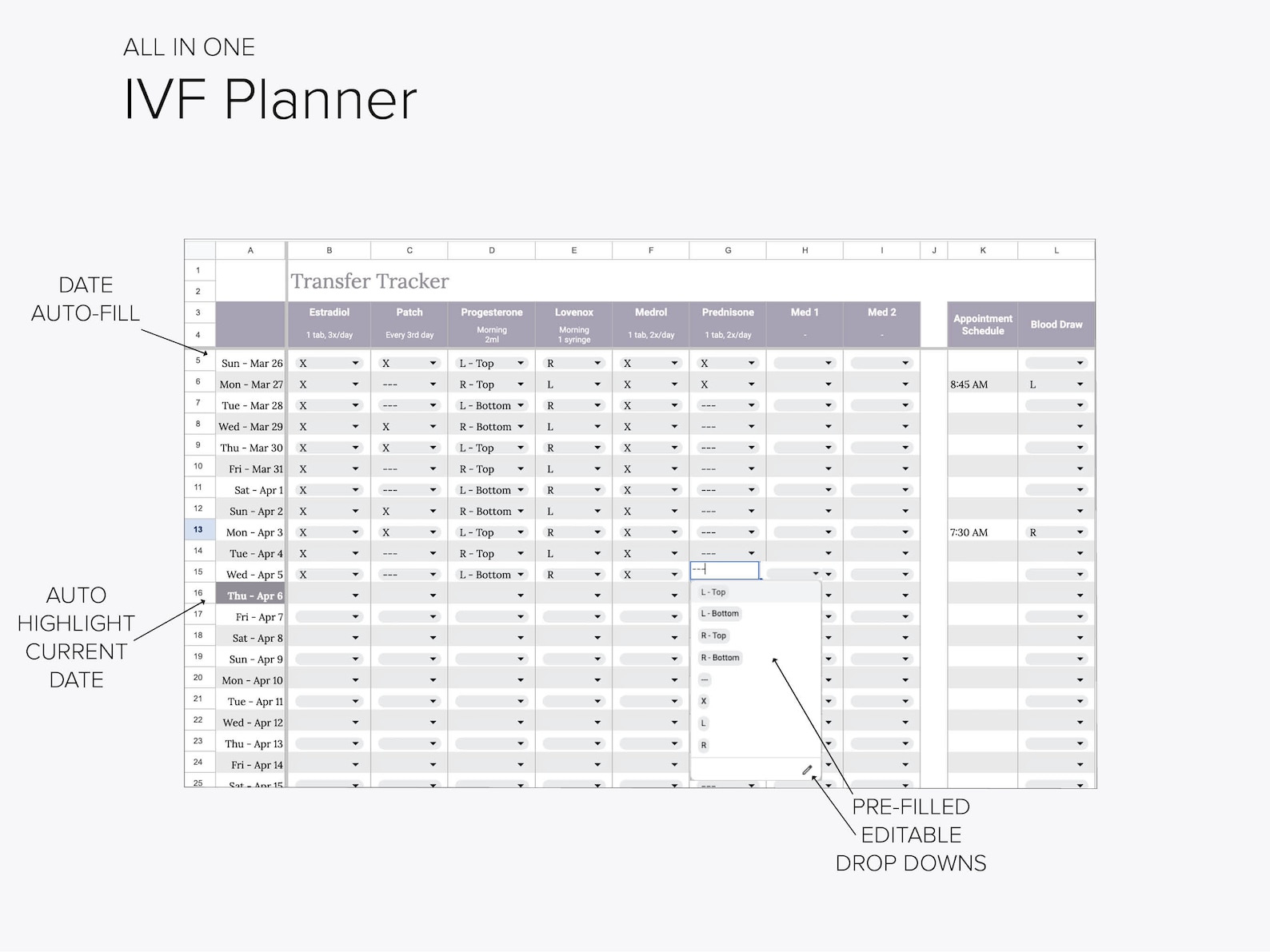 Digital IVF Tracker for Google Sheets - Keep Your Fertility Journey on ...