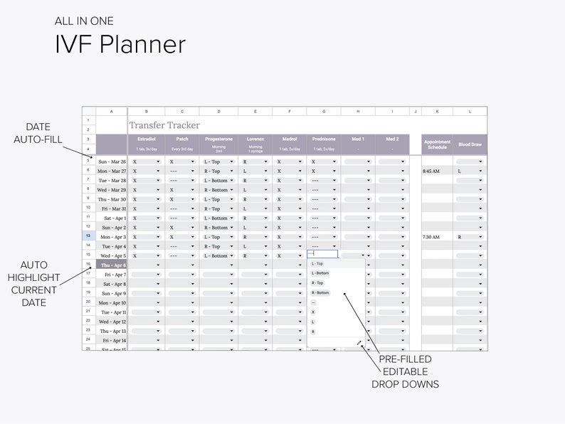 Digital IVF Tracker for Google Sheets - Keep Your Fertility Journey on ...