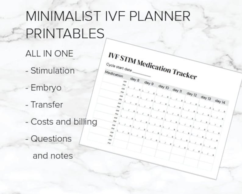 IVF Planner Minimalist Printables Bundle: Keep Your IVF Journey on ...