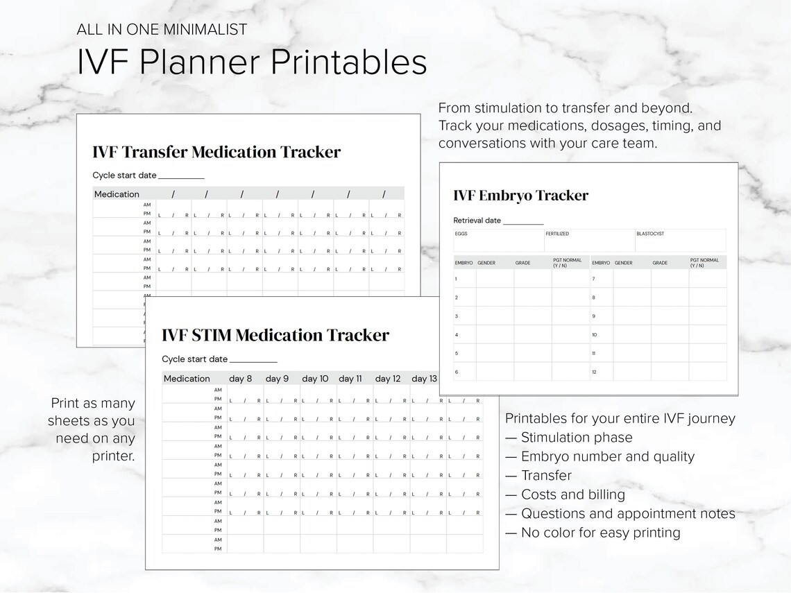 IVF Planner Minimalist Printables Bundle: Keep Your IVF Journey on ...