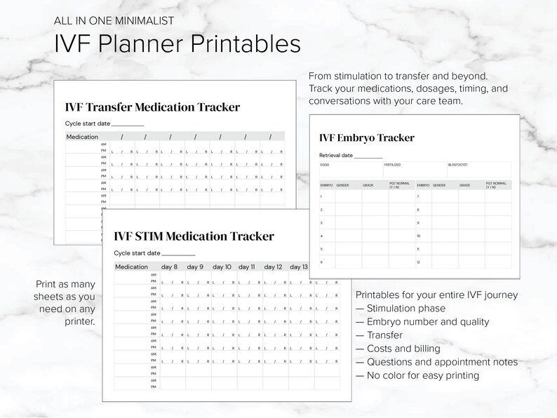 IVF Planner Minimalist Printables Bundle: Keep Your IVF Journey on ...