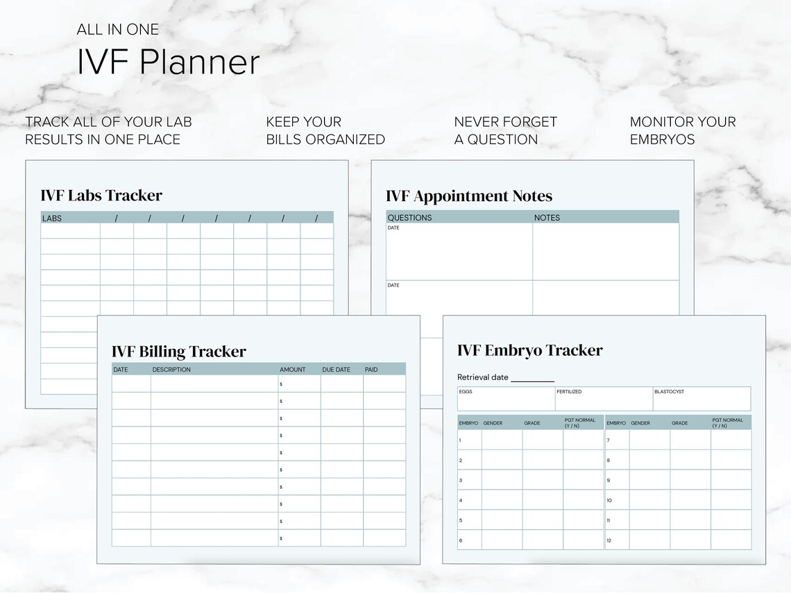 IVF Planner Printables Bundle: Keep Your IVF Journey on Track With This ...