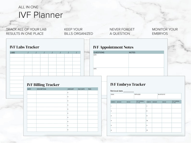 IVF Planner Printables Bundle: Keep Your IVF Journey on Track With This ...