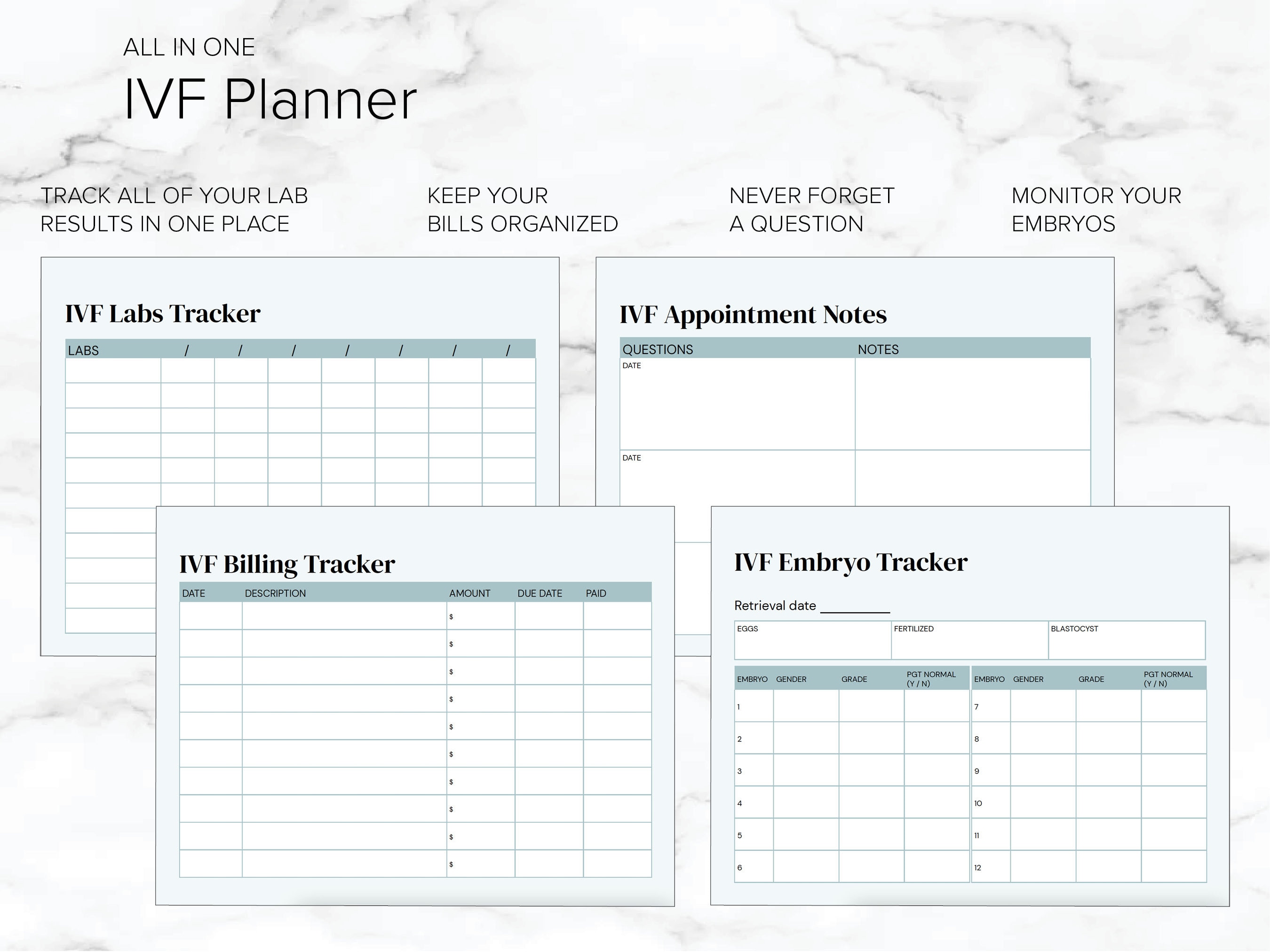 IVF Planner Printables Bundle: Keep Your IVF Journey on Track With This ...